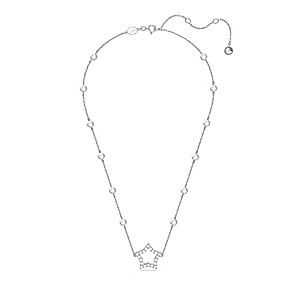 Swarovski Stella necklace, Crystal pearls, Star, White, Rhodium plated