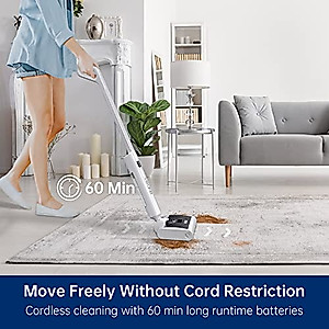 HiKiNS Cordless Wet Dry Vacuum Cleaner Mop Vacuum Combo - One-Step Wash and Mop Hard Floors and Multi-Surface, Lightweight and Handheld, 60 min Long Runtime, with Self-Cleaning Stand Base