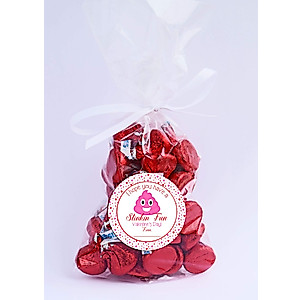 Stinkin’ Fun Pink Poop Emoji Valentine Party Favor Sticker Labels for Girls, 40 2" Party Circle Stickers by AmandaCreation, Great for Classroom Valentines, Envelope Seals, Gifts & Treats