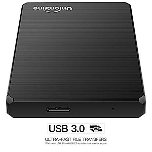 UnionSine 250GB Ultra Slim Portable External Hard Drive USB3.0 HDD Storage Compatible for PC, Desktop, Laptop, Xbox One, Xbox one, PS4(Black)