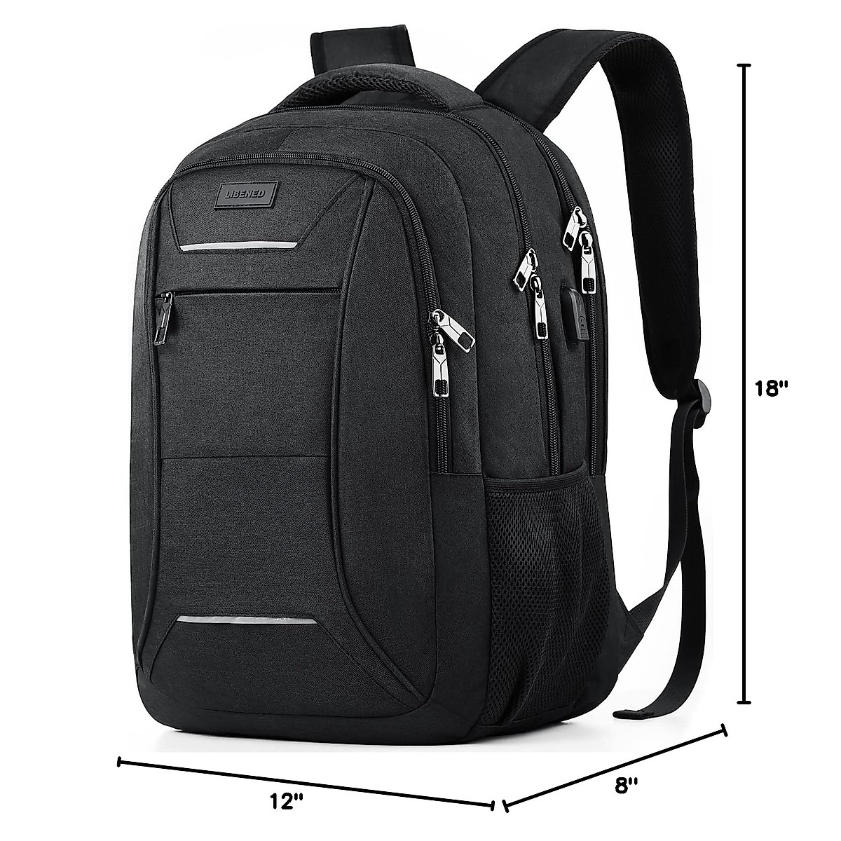 Travel Laptop Backpack for Men, Large School Backpacks for Teens Water Resistant Back Pack with USB Charging Port, Business Anti Theft Durable Computer Bag Gifts for Men Fits 17.3 Inch Laptop, Black