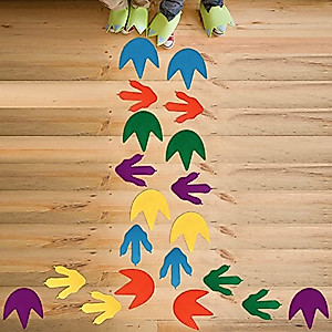 40 Pcs Felt Dinosaur Footprints Floor Decals Colorful Dinosaur Cutouts Removable Dinosaur Tracks Decal Stickers Dino Footprints for Kids Dinosaur Party School Playroom Nursery Classroom Decoration