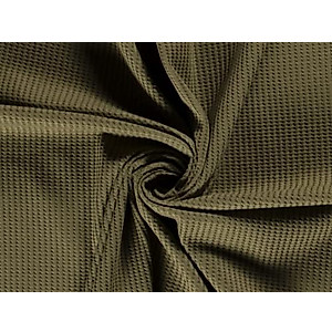 Minerva Waffle Textured Stretch Knit Fabric Olive Green - per Yard