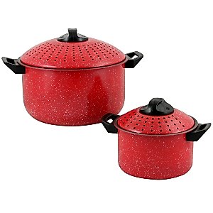 Gibson 109461.04 Casselman Nonstick Pasta Pot Set in Red with Bakelite Handle & Knob - 4 Piece