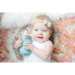 Mason Bottle 8 Ounce Glass Baby Bottles: Wide Neck, Slow-Flow Nipples w/ 1 Silicone Sleeve, Non-Toxic, BPA and BPS Free, 100% Made in The USA (3 Pack)