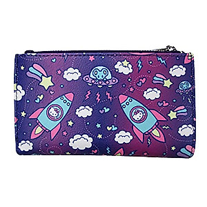 Loungefly x Hello Kitty Spaceship Allover-Print Flap Faux Leather Wallet (Multicolored, One Size)
