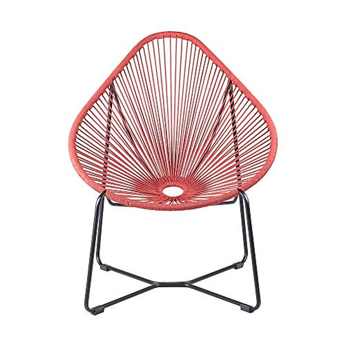 ARMEN LIVING LCACSIBRK Acapulco Indoor Outdoor Steel Papasan Lounge Chair with Brick Red Rope