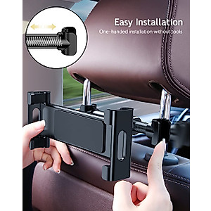 simr Car Headrest Tablet Mount Holder Car Back Seat Tablet Stand for Kids, Compatible with iPhone 14 13 12 Pro iPad Air Pro Mini Galaxy Tab Kindle Fire HD, 4.7-12.9 inch Devices (Black)