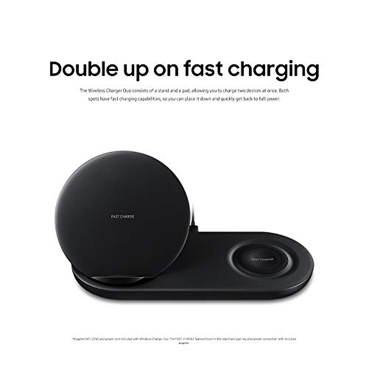 SAMSUNG Wireless Charger DUO Fast Charge Stand & Pad Universally Compatible with Qi Enabled Phones and Select SAMSUNG Watches (US Version), Black