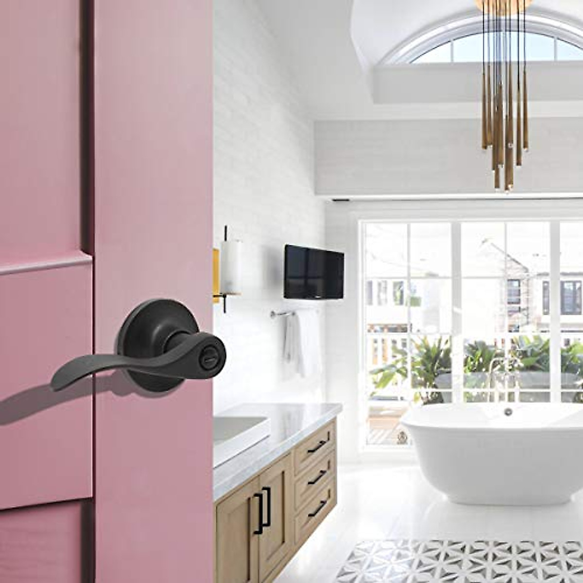 Gobrico Interior Privacy Door Levers for Bathroom Bedroom Keyless Door Locksets Drop Door Handles,Oil Rubbed Bronze Finished, 2pack