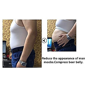 Henicepte Men Slimming Tummy Control Chest Compression Hide Gynecomastia Undershirt Shapewear White