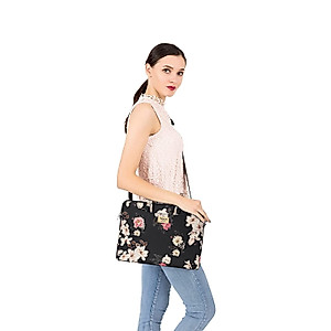 MOSISO Laptop Shoulder Bag Compatible with MacBook Air/Pro,13-13.3 inch Notebook,Compatible with MacBook Pro 14 inch M3 M2 M1 Chip Pro Max 2023-2021, Polyester Freesia Briefcase Sleeve with Belt