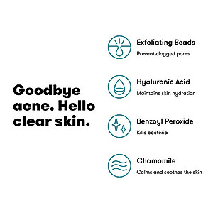 Proactiv Acne Cleanser - Benzoyl Peroxide Face Wash and Acne Treatment - Daily Facial Cleanser and Hyularonic Acid Moisturizer with Exfoliating Beads - 60 Day Supply, 4 Oz