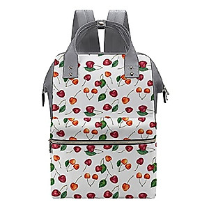 Cherry Berries Watercolor Diaper Bag Backpack Large Capacity Mommy Bags Multifunction Nappy Bag Travel Back Pack Gray-Style