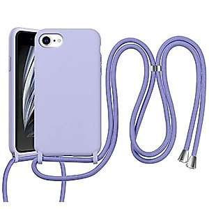 xiusiteli Compatible with iPhone se3 iPhone8 iPhone7 iPhonese2 Case with Adjustable Crossbody Lanyard Strap Anti-Yellow Anti-Drop TPU Protective Phone Cover for iPhone12 iPhone12Pro Case