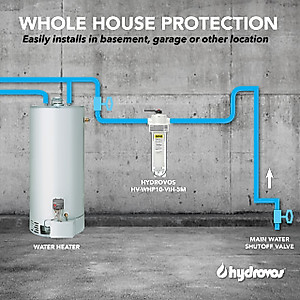 HYDROVOS 10-Inch Whole House Water Filter System, NSF Certified Reduces Sediment, Features 3/4” Stainless Steel Ports, Built-in Pressure Relief and Bypass Valve, One 5-Micron Water Filter Included