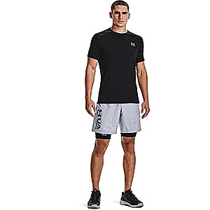 Under Armour Men's Armour HeatGear Fitted Short-Sleeve T-Shirt , Black (001)/White , Large