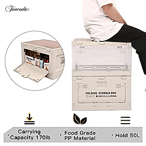 Funcode folding storage box with Wooden cover,for camping,car storage, home sorting. (khaki)
