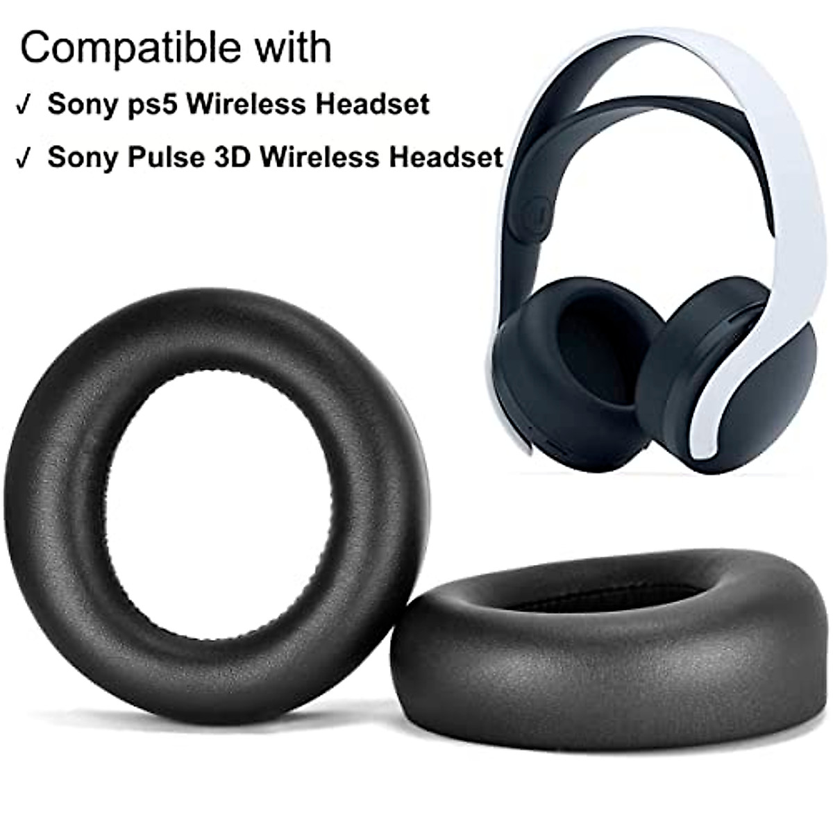 PS5 Ear Cushion - defean Replacement Ear Pads Pillow Cover Compatible with Sony ps5 Wireless Headphone, Pulse 3D Wireless Headset, Softer Protein Leather, High-Density Noise Cancelling Foam