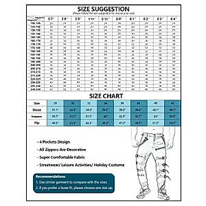 AKARMY Men's Fashion Hiphop Rock Punk Gothic Pants Techwear Sport Hiking Riding Cotton Casual Cargo Pants K013 Black 32