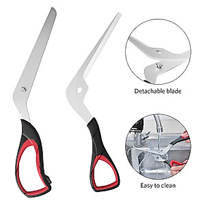 Asdirne Pizza Scissors, Pizza Cutter with Ultra Sharp Detachable Blade and Ergonomic Soft Grip, 10.3Inch, Black&Red