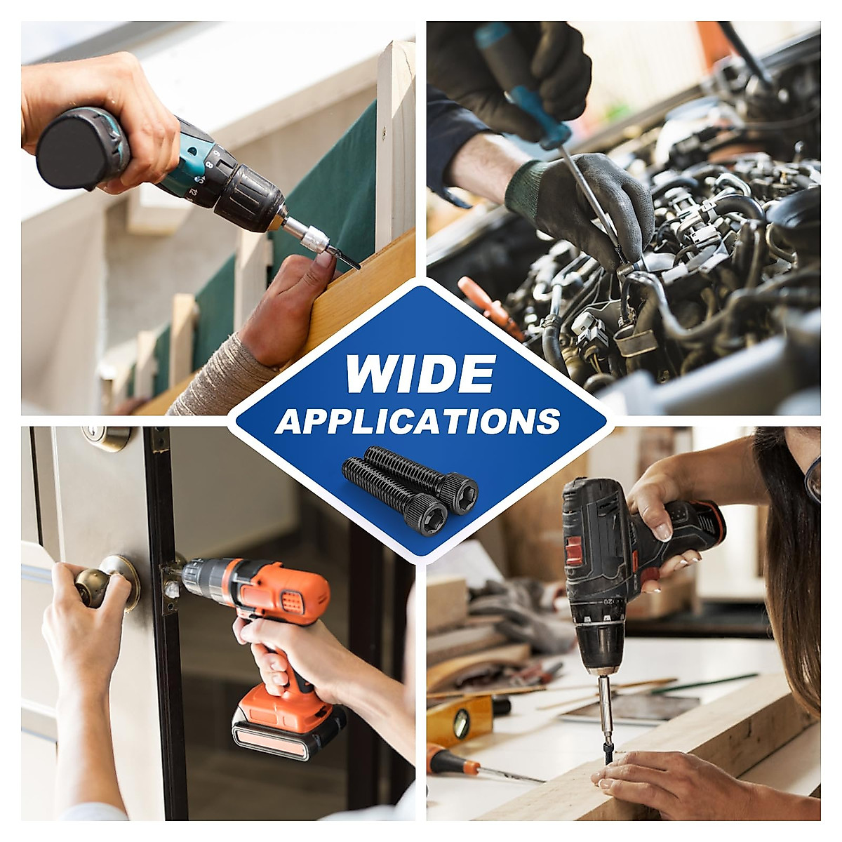 M3-0.5 x 8mm Socket Head Cap Screws Bolts, Class 12.9 Black Alloy Steel, DIN 912, Fully Threaded, 100 PCS