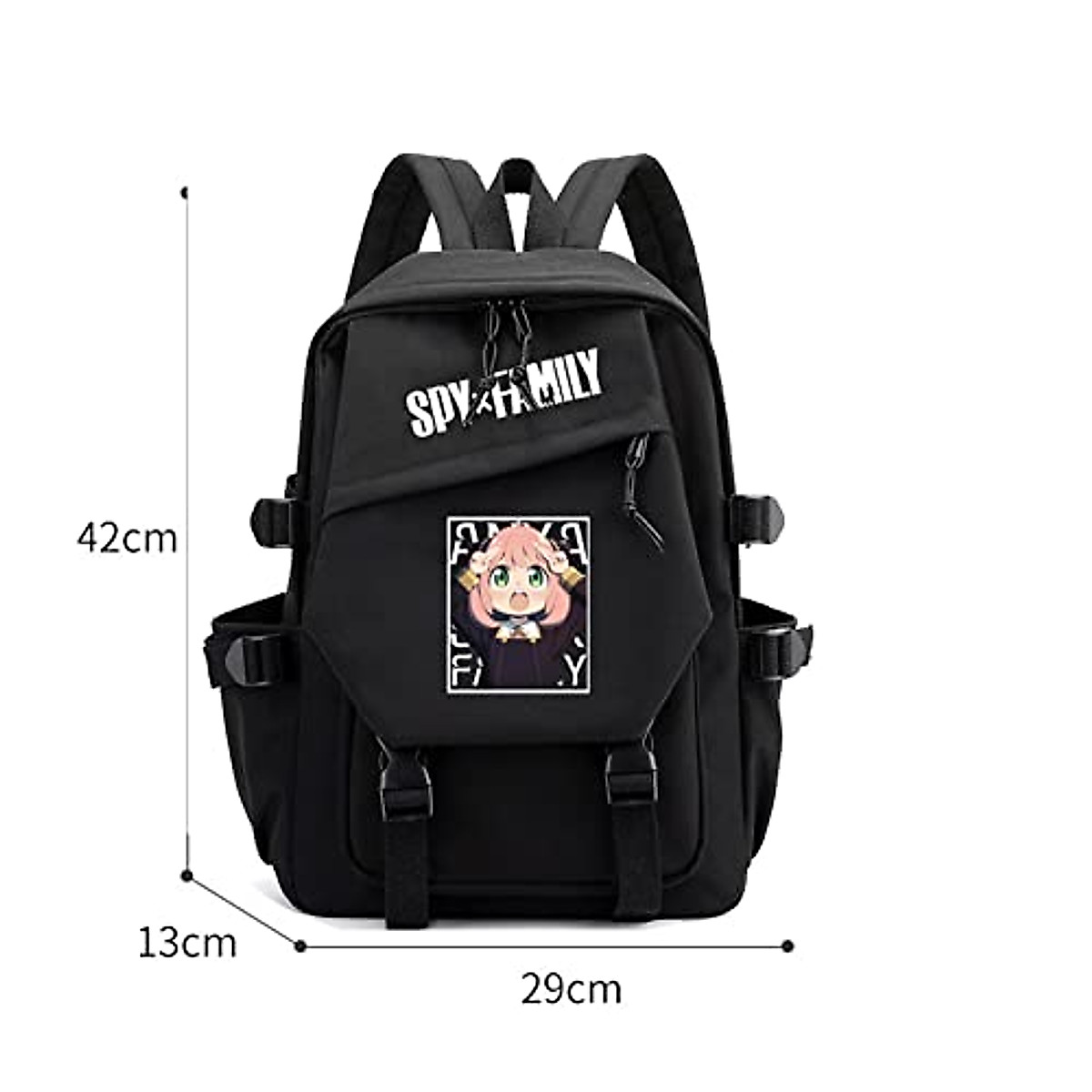 Anya Forger Backpack Cosplay Anya Forger School Bag Shoulder Bag Travel Bag for Adults(Black，A)