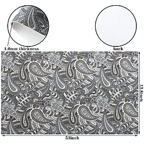 Picheng Paisley Flower Faux Leather Sheets: Paisley Cashew Flower Faux Leather Rolls 13.8"X53"(35cmX135cm) PU Solid Faux Leather Sheet for Making Crafts, Sewing DIY Projects (Paisley Flower-E)
