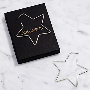 And Lovely Rhodium Dipped Star Earrings - Statement Hoop Earrings - Drop Dangle Earrings (Silver Star Hoop)