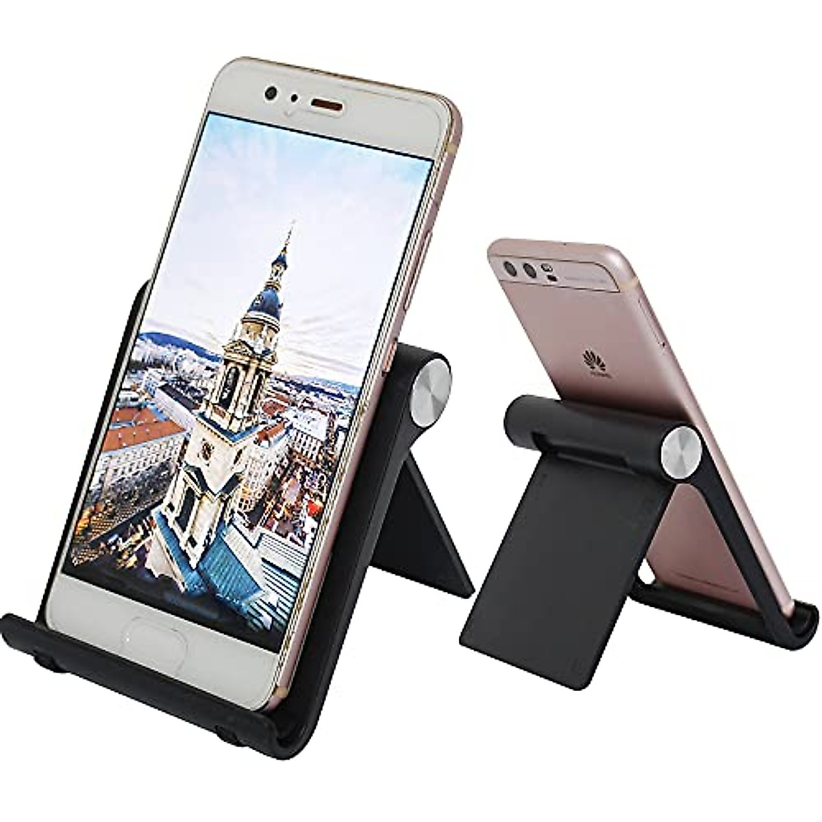 Mayten iPhone Stand Foldable Cell Phone Stand for Desk Portable iPhone Holder Compatible iPhone 12 11 Pro Xs Max,iPad Mini,Tablets(7-10"),Multi-Angle Universal Mobile Phone Stand (Black)