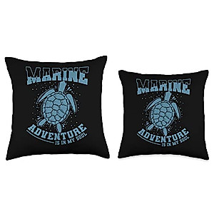 Turtle reptile carapace old Sauropsida Testudines Turtle Marine Adventure is in My Soul Throw Pillow, 18x18, Multicolor