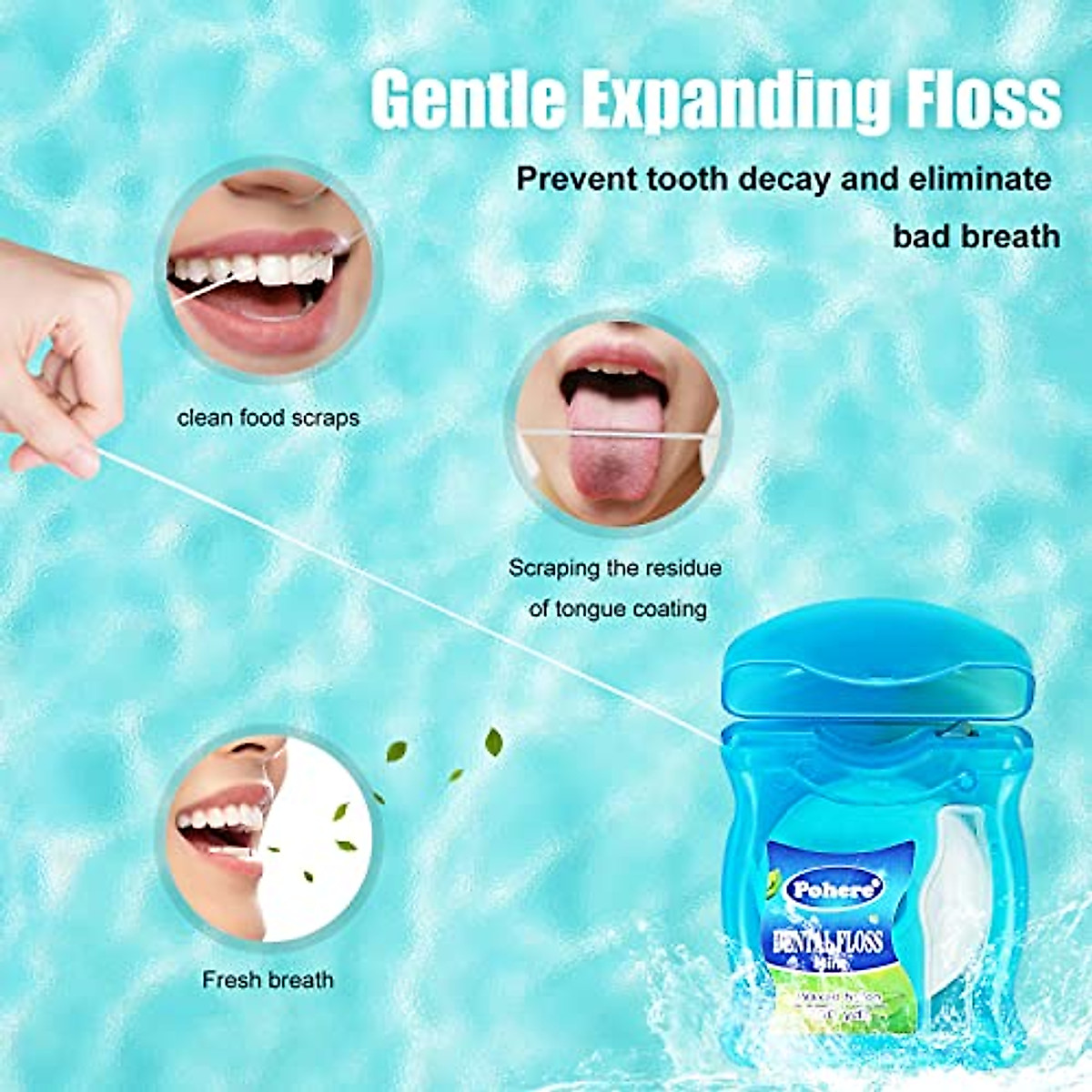 Dental Floss, Refreshing Mint Flavor, Professionally Clean Dental Floss, Portable Travel Case, Pack of 8 (800 Yds)