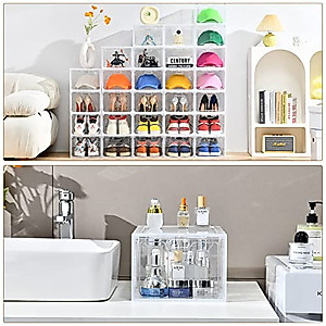 Aliscatre Shoe Boxes Clear Plastic Stackable, 6 Pack Shoe Organizer for Closet, Shoe Storage Boxes for Women/Men, Shoe Containers for Sneaker Display, Fit up to US Size 12(13.4”x 9.8”x 7.1”)