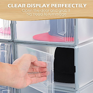 Chunful 6 Pack Baseball Hat Organizer Display Box Hat Storage Containers for Baseball Caps Hat Racks Display,stackable Cap Holder Organizer, Dust Proof Hat Rack, Easy to Assemble Shoe Storage Cap Box