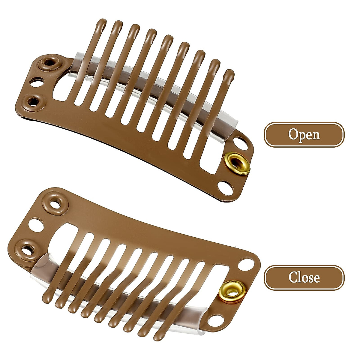 WILLBOND 30 Pieces 32 mm 9-teeth Hair Extension Clips (Light Brown) for Women Hair Extensions DIY