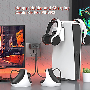 VR Controller Storage Holder Bracket with Charging Cable for PSVR2,Storage Hanger Holder & Charging Cable Kit,VR Accessories