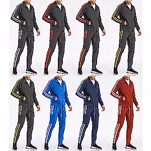 Weiv Gear Men’s Track Pants – Casual Two Stripe Cargo Pocket Ankle Zipper Sweatpants Joggers Active Athletic Workout TP500 BLKYEL M Black/Yellow