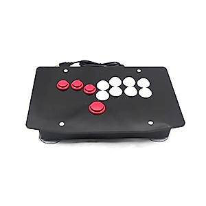 DIACCO J500B All Buttons Style Arcade Joystick Fight Stick Game Controller for PC USB (Color : Red and Black)