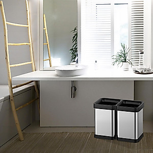 2x5.3 Gallon Dual Trash Can, Dual Compartment Garbage Can for Waste and Recycling, Open Top, Lidless Stainless Steel Kitchen Trash Can, Garbage Bin for Kitchen, Office, Dining Room, Living Room