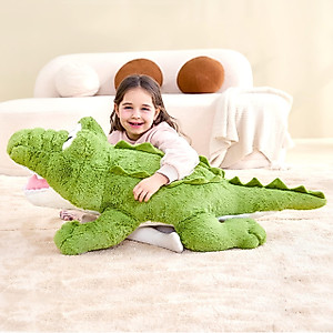 IKASA Giant Crocodile Stuffed Animal Plush Toys,Soft Toy 30" Alligator Large Cute Huge Jumbo Big Size Kawaii Fluffy Fat Plushie,Gifts for Kids
