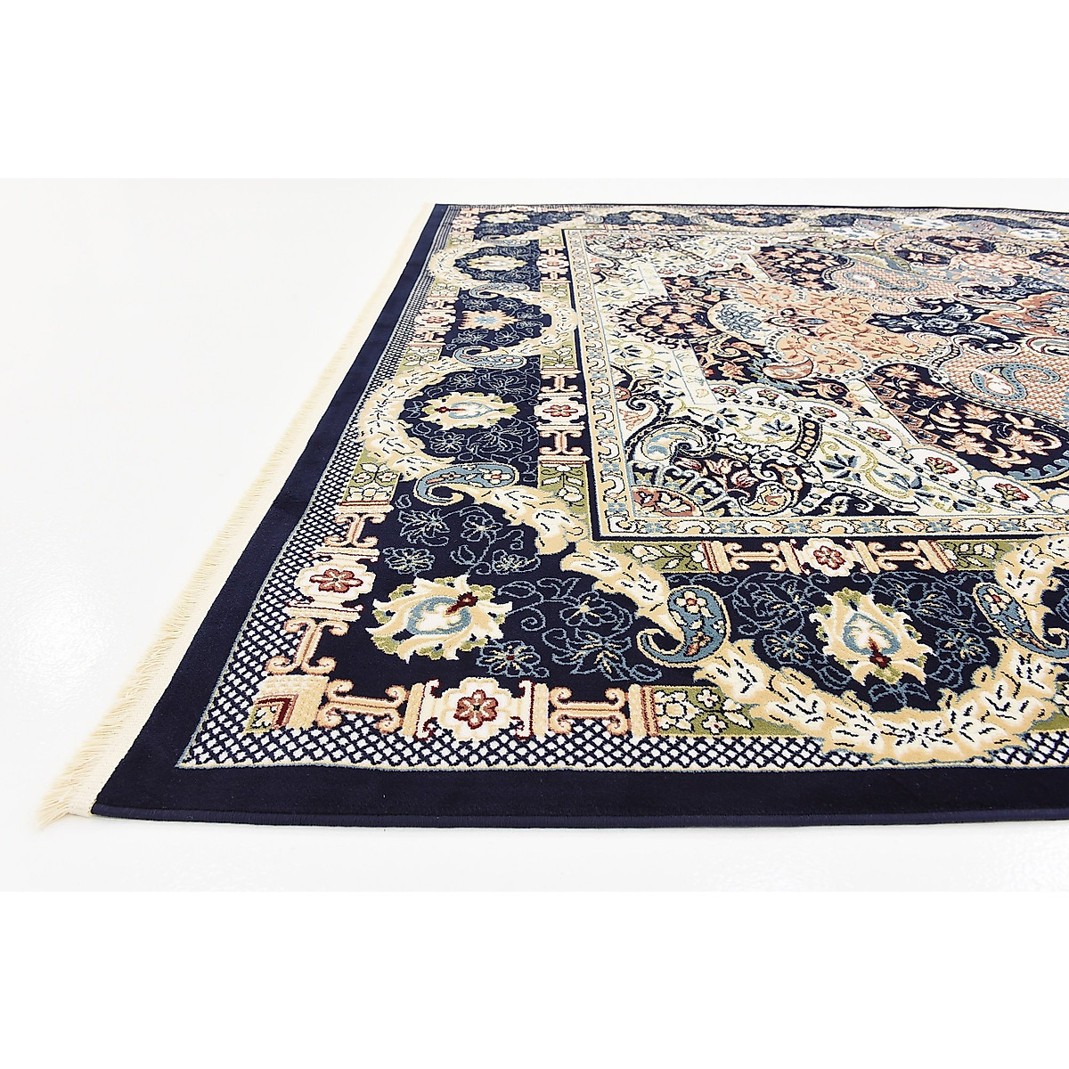 Unique Loom Narenj Collection Classic Traditional Medallion Textured Design Area Rug, 8 x 10 ft, Navy Blue/Blue