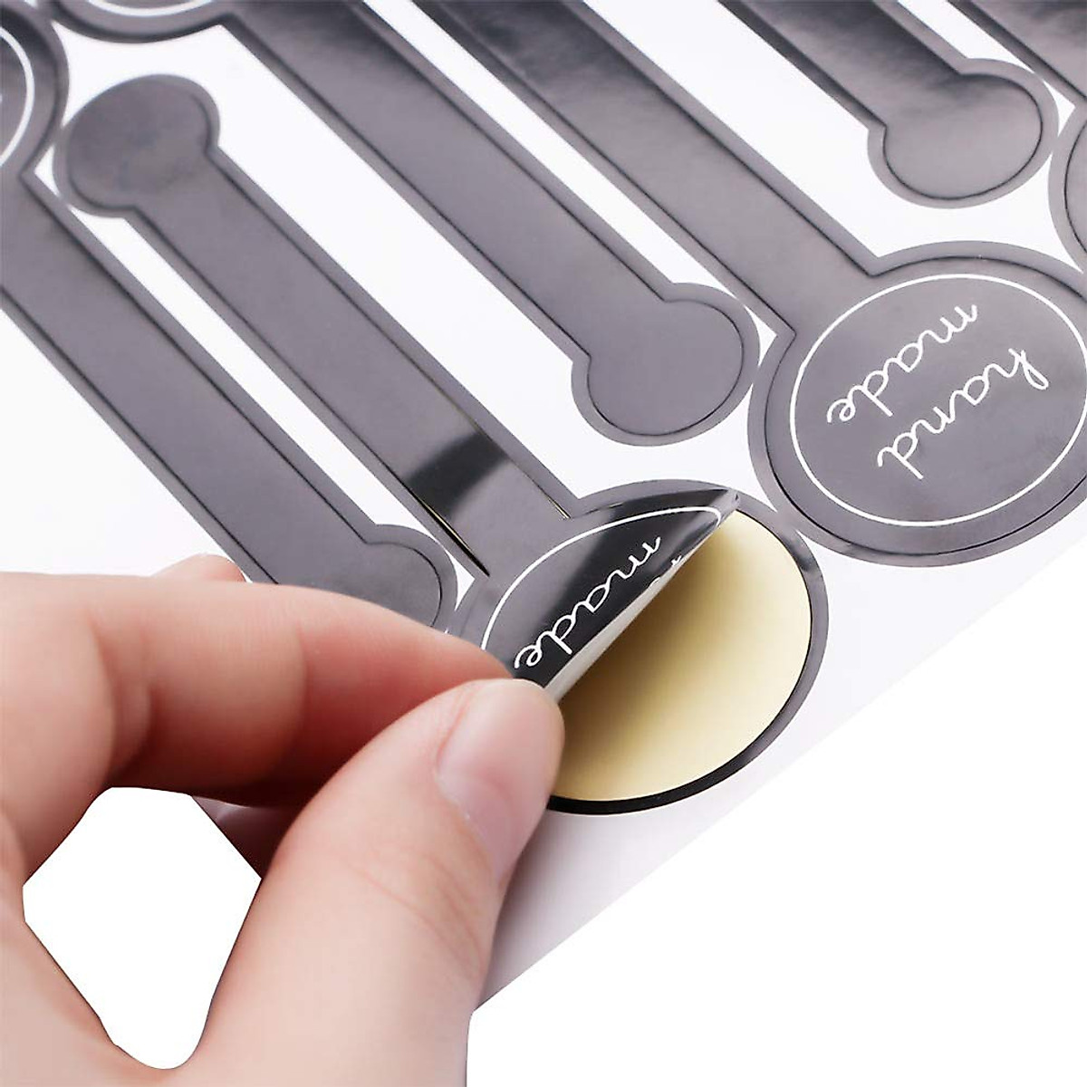 AKOAK 300 Pcs Self-Adhesive Label Stickers, Handmade" Black Strip Seal Stickers, Cookies/Candy/Snacks/Baking/DIY Gift Stickers/Party Supplies