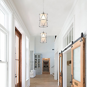 Modern Pendant Lights with Frosted Glass, Brushed Nickel Pendant Light Fixtures, Cylindrical Pendant Lighting for Kitchen Island, Kitchen Hanging Lights Over Island, Foyer, Dining Room, Entryway