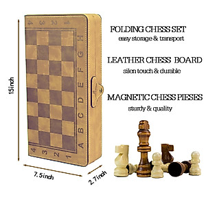 15inch Chess Set, Magnetic Chess Borad Classic Chess Game Set with Pieces Storage for Family Game Night Ideal Chiristams Gift for Families