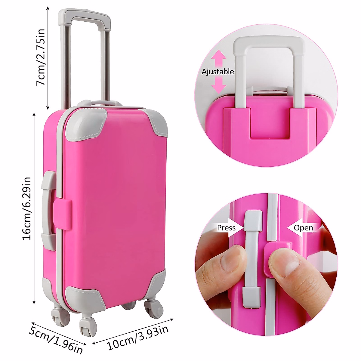 COSYOO 17 PCS Doll Travel Set Suitcase American Doll Accessories for Girl 18 Inch Including Suitcase Luggage A Set of Clothes Slippers Sunglasses Camera Laptop Unicorn Pillow Blindfold