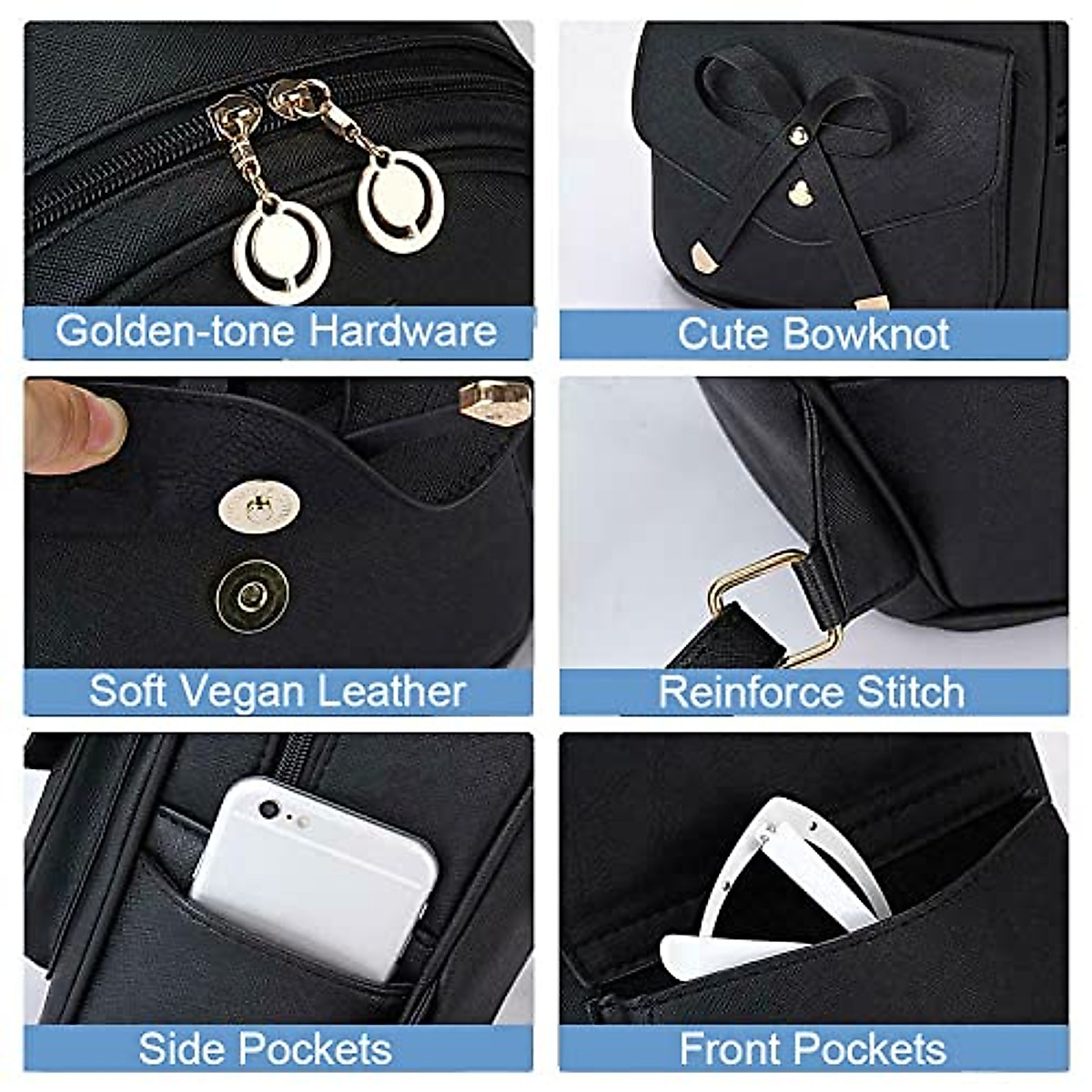 Girls Leather Mini Backpack Purse Cute Bowknot Fashion Small Backpack Purses for Teen Women, Hotpink