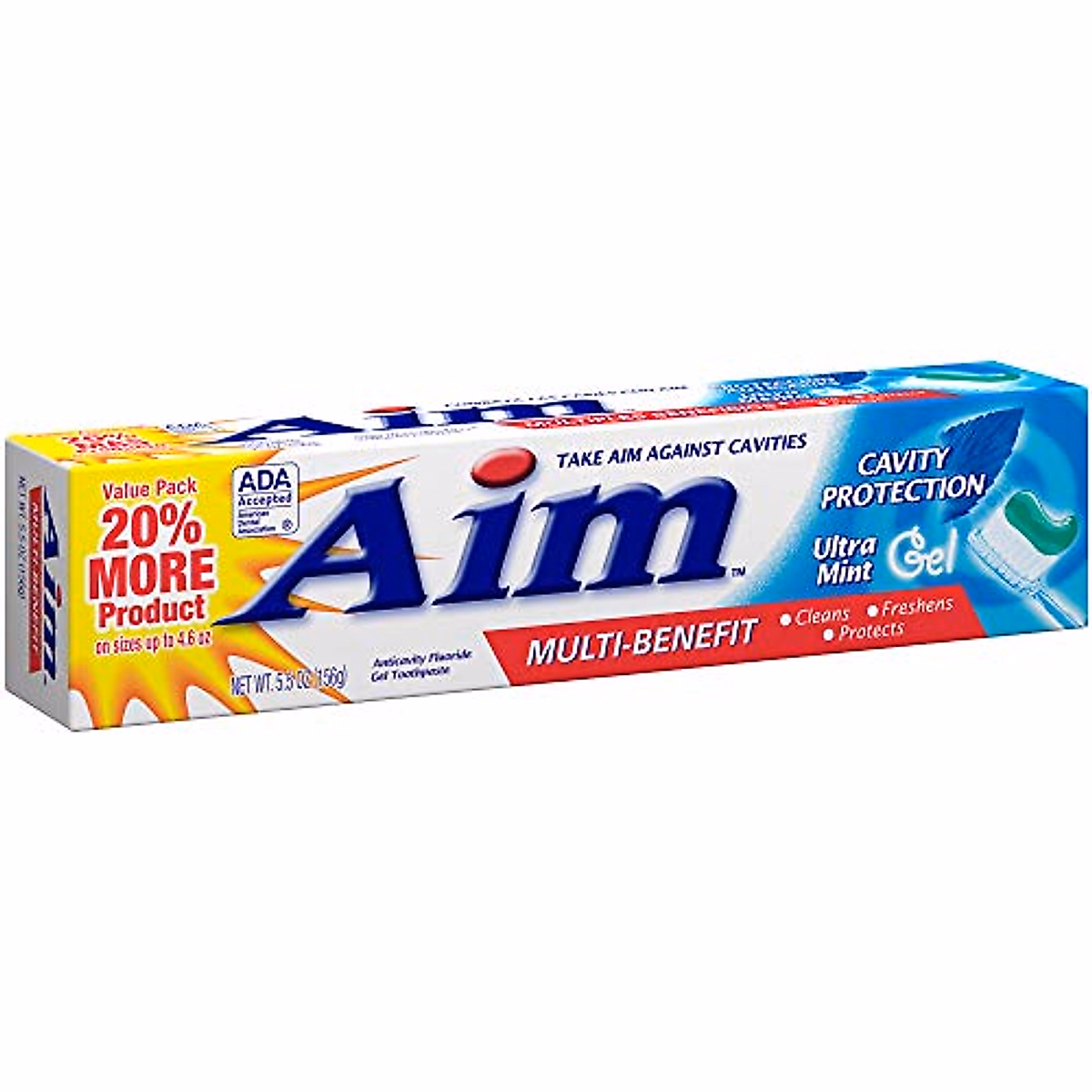 AIM Cavity Protection Toothpaste, Ultra Mint Gel, 5.5 oz. (Pack of 24)