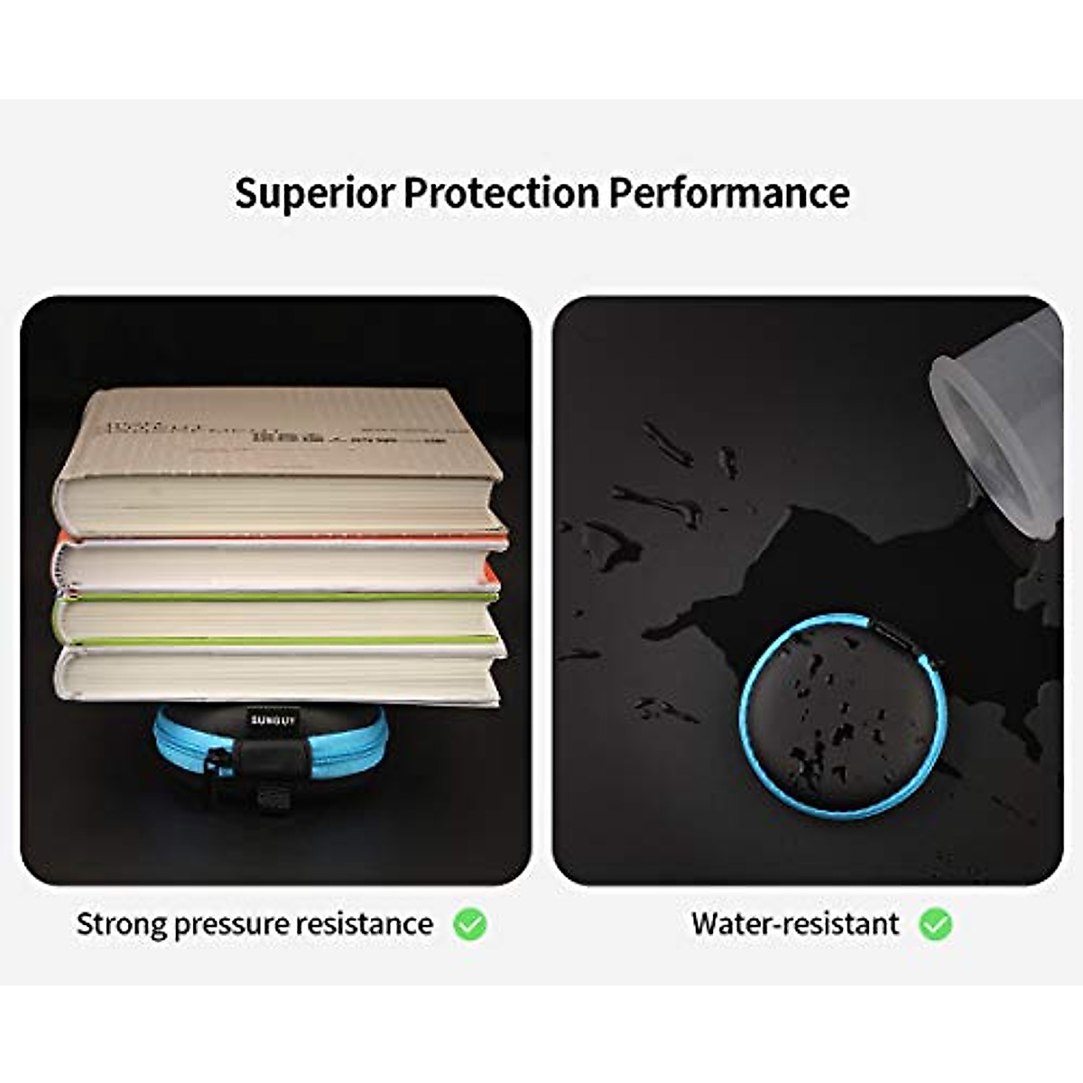 Earphone Carry Case, SUNGUY [5-Pack] Small Round Pocket Earbud Travel Carrying Case with Zipper for Smartphone Earphone, Wireless Headset, USB Cable, SD Cards Storage Bags, Masks and More