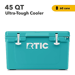 RTIC 45 QT Ultra-Tough Cooler Hard Insulated Portable Ice Chest Box for Beach, Drink, Beverage, Camping, Picnic, Fishing, Boat, Barbecue, Lagoon