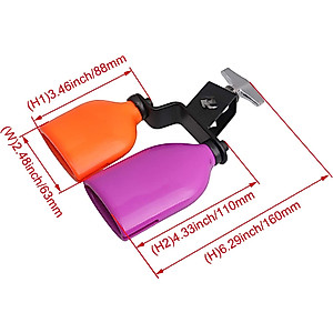 TUOREN Jam Block Musical Percussion Instrument Plastic Latin Drum Instrument Dual Mounted Bell (Red-Blue)